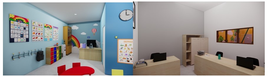 Gambar 2. Rancangan desain interior ruang guru dan ruang Kepala sekolah